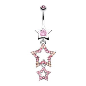 wildklass jewelry sparkiling triple star bell button ring