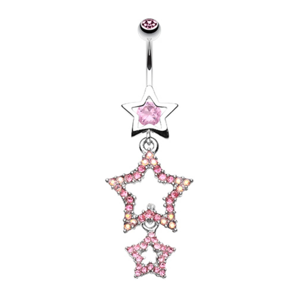 WildKlass Jewelry Sparkiling Triple Star Bell Button Ring