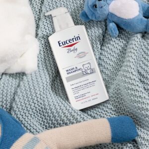 Eucerin Baby Unscented Baby Shampoo and Body Wash, Hypoallergenic, Tear Free Shampoo and Wash with Pro-Vitamin B5 and Shea Butter, 13.5 Fl Oz Bottle