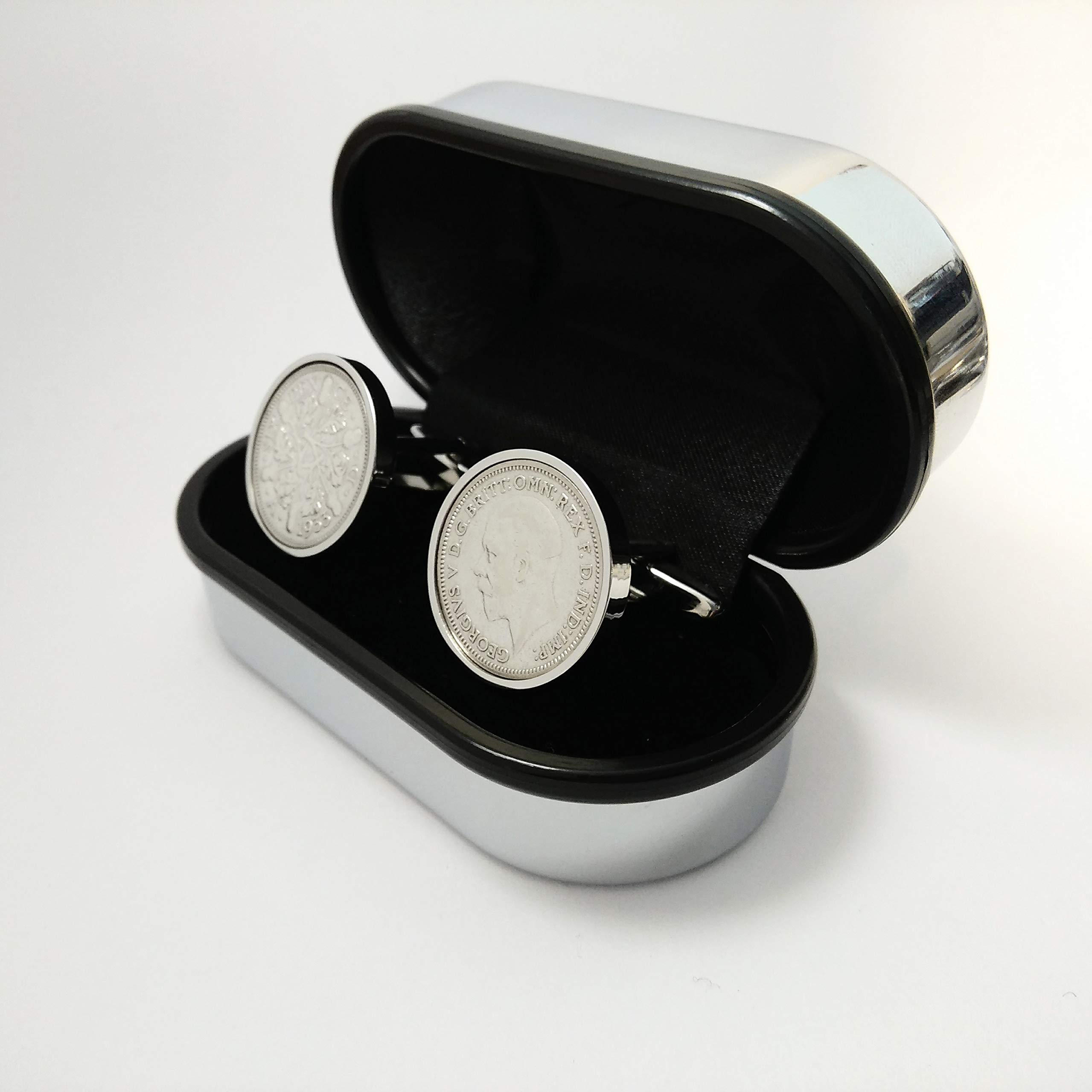 Worldcoincufflinks Cufflinks Rhodium Plated 1948 English Sixpence Cufflinks 1948 Birthday Present