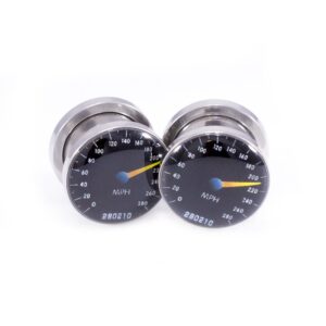 BodyJewelryOnline Pair of Speedometer Logo Screw-Fit Plugs - 2ga(6 mm) - 1/2"(12 mm) 316L Surgical Steel (11mm - 7/16 inch)