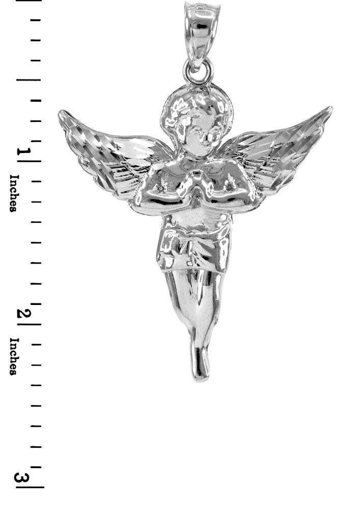 Claddagh Gold Religious Jewelry .925 Sterling Silver Angel Heavenly Guardian Pendant Charm - Large