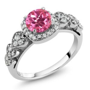 gem stone king 925 sterling silver pink mystic topaz engagement ring for women (1.32 cttw, available 5,6,7,8,9) (size 5)