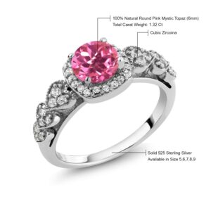 Gem Stone King 925 Sterling Silver Pink Mystic Topaz Engagement Ring For Women (1.32 Cttw, Available 5,6,7,8,9) (Size 5)