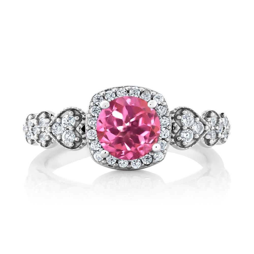 Gem Stone King 925 Sterling Silver Pink Mystic Topaz Engagement Ring For Women (1.32 Cttw, Available 5,6,7,8,9) (Size 5)