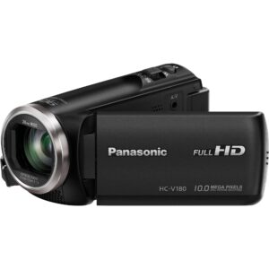 panasonic full hd video camera camcorder hc-v180k, 50x optical zoom, 1/5.8-inch bsi sensor, touch enabled 2.7-inch lcd display (black)