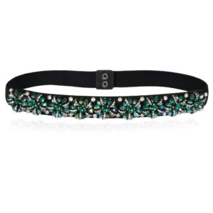 dorchid women's beaded skinny belts elastic crystal belts long buckle waist belt