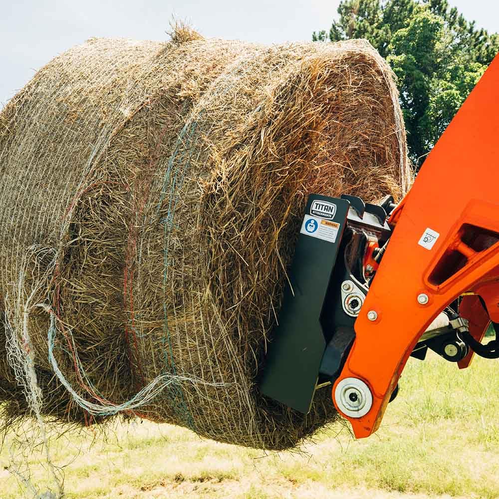 Titan Attachments HD Skid Steer Hay Frame Attachment, Three 43" Hay Spears, Rated 4,000 LB, Quick Tach Mounting, Hay Handing Equipment for Bobcat Tractors