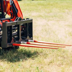 Titan Attachments HD Skid Steer Hay Frame Attachment, Three 43" Hay Spears, Rated 4,000 LB, Quick Tach Mounting, Hay Handing Equipment for Bobcat Tractors