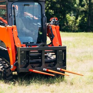 Titan Attachments HD Skid Steer Hay Frame Attachment, Three 43" Hay Spears, Rated 4,000 LB, Quick Tach Mounting, Hay Handing Equipment for Bobcat Tractors