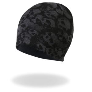 hot leathers khb1036-13404 ancient skulls knit cap (black, one size)