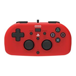 ps4 mini wired gamepad (red) by hori - officially licensed by sony