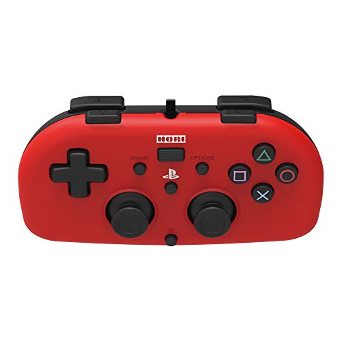 PS4 Mini Wired Gamepad (Red) by HORI - Officially Licensed by Sony