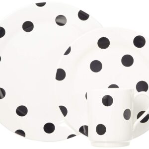 Kate Spade New York Deco Dot 12-Piece Dinnerware Set, 18.3 LB, White