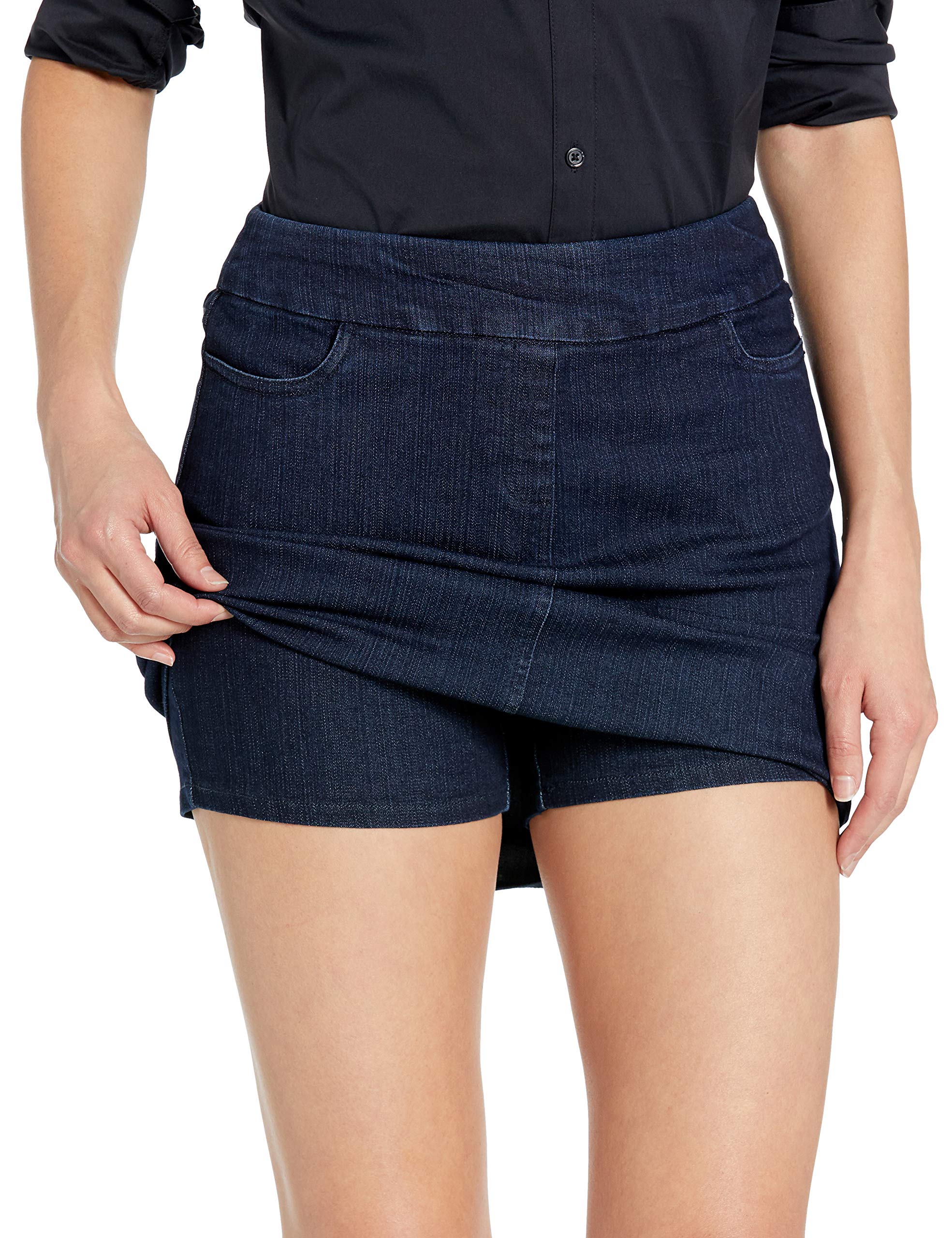 SLIM-SATION womens Wide Band Pull on Skort Shorts, Denim, 6 US