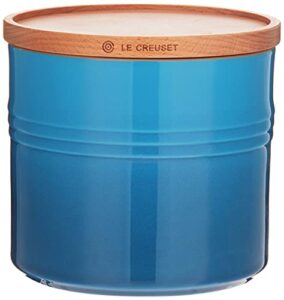 le creuset stoneware canister with wood lid, 1.5 qt. (5.5" diameter), marseille