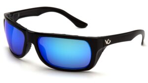 venture gear™ vallejo® safety glasses black frame/ice blue mirror anti-fog lens