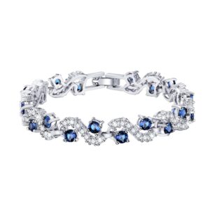 feraco blue tennis cubic zirconia bracelet for mom daughter womens classic 14k plated sapphire bangle crystal valentine's day jewelry gifts