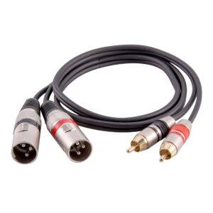 seismic audio speakers 3 foot xlr dual male patch cable, 2 xlr to 2 rca audio cords