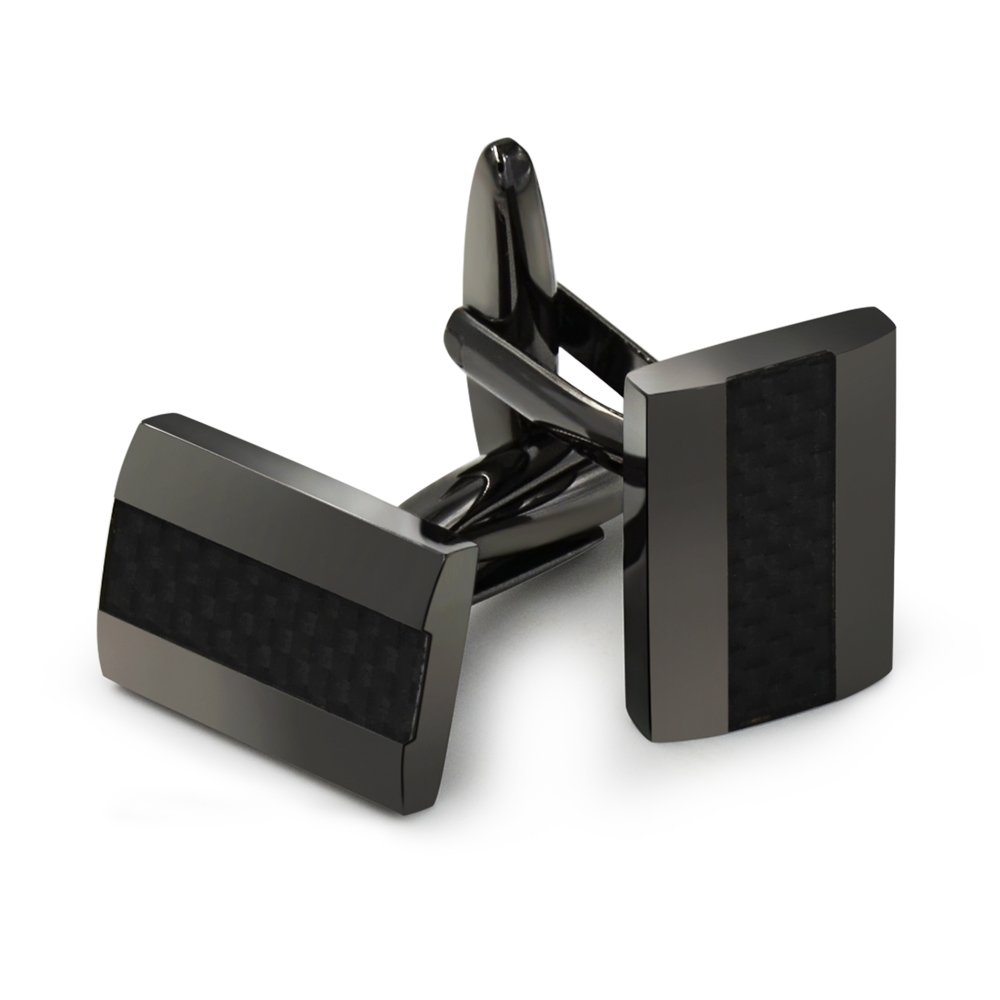 Mr.Van Handcrafted Carbon Fiber Cufflinks Rhodium Plated Cuff Links Set Business Christmas Gift