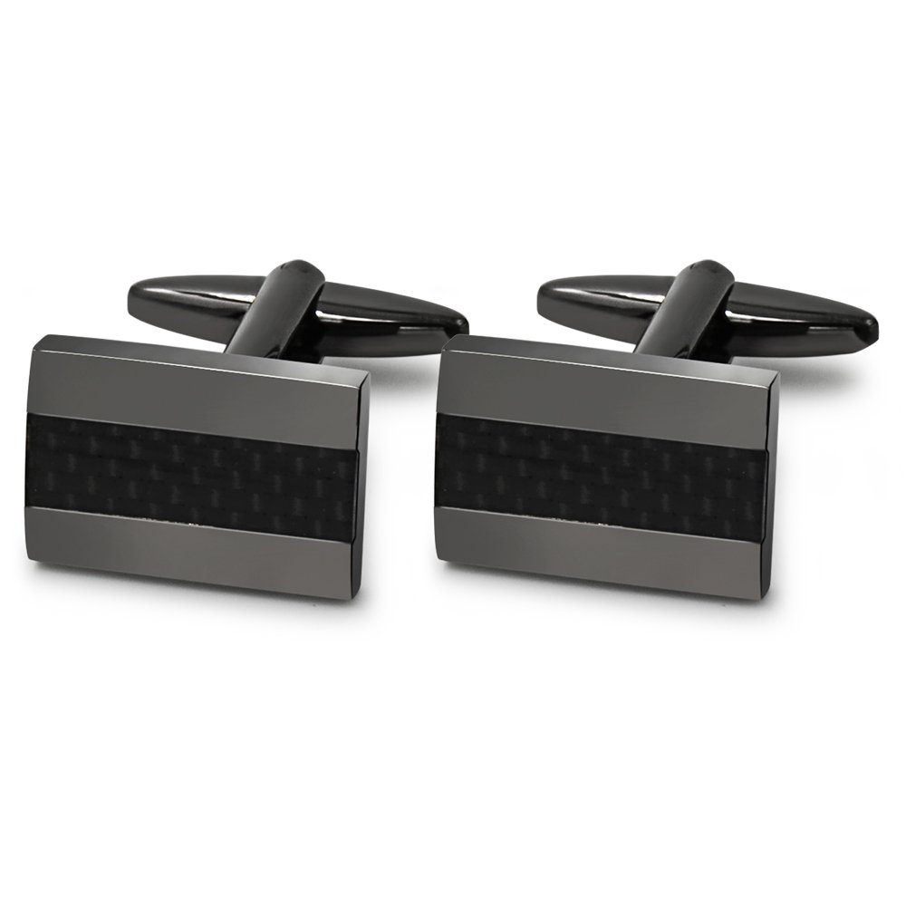 Mr.Van Handcrafted Carbon Fiber Cufflinks Rhodium Plated Cuff Links Set Business Christmas Gift