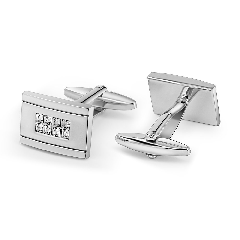 Mr.Van Swarovski Crystal Cufflinks Rectangle Cuff Links Set for Men Wedding Party