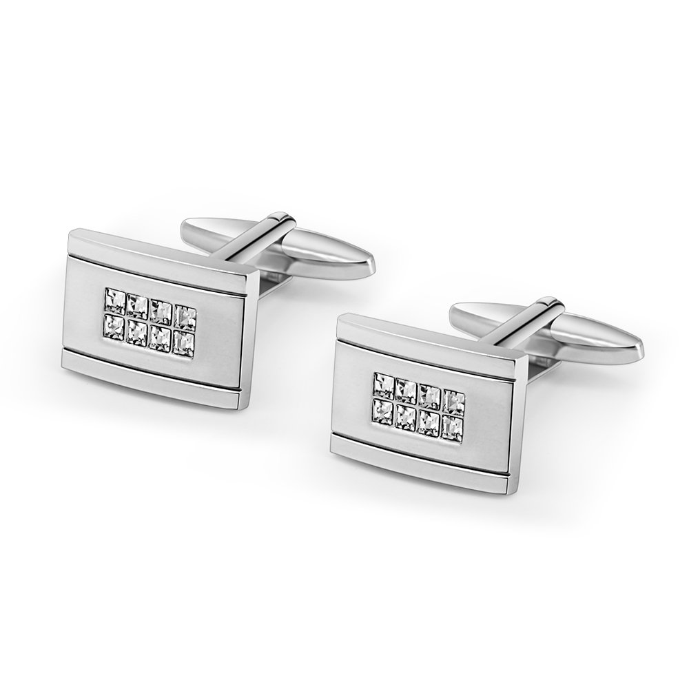 Mr.Van Swarovski Crystal Cufflinks Rectangle Cuff Links Set for Men Wedding Party