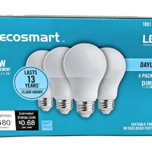 EcoSmart 40W Equivalent Daylight A19 Energy Star + Dimmable LED Light Bulb (4-Pack)