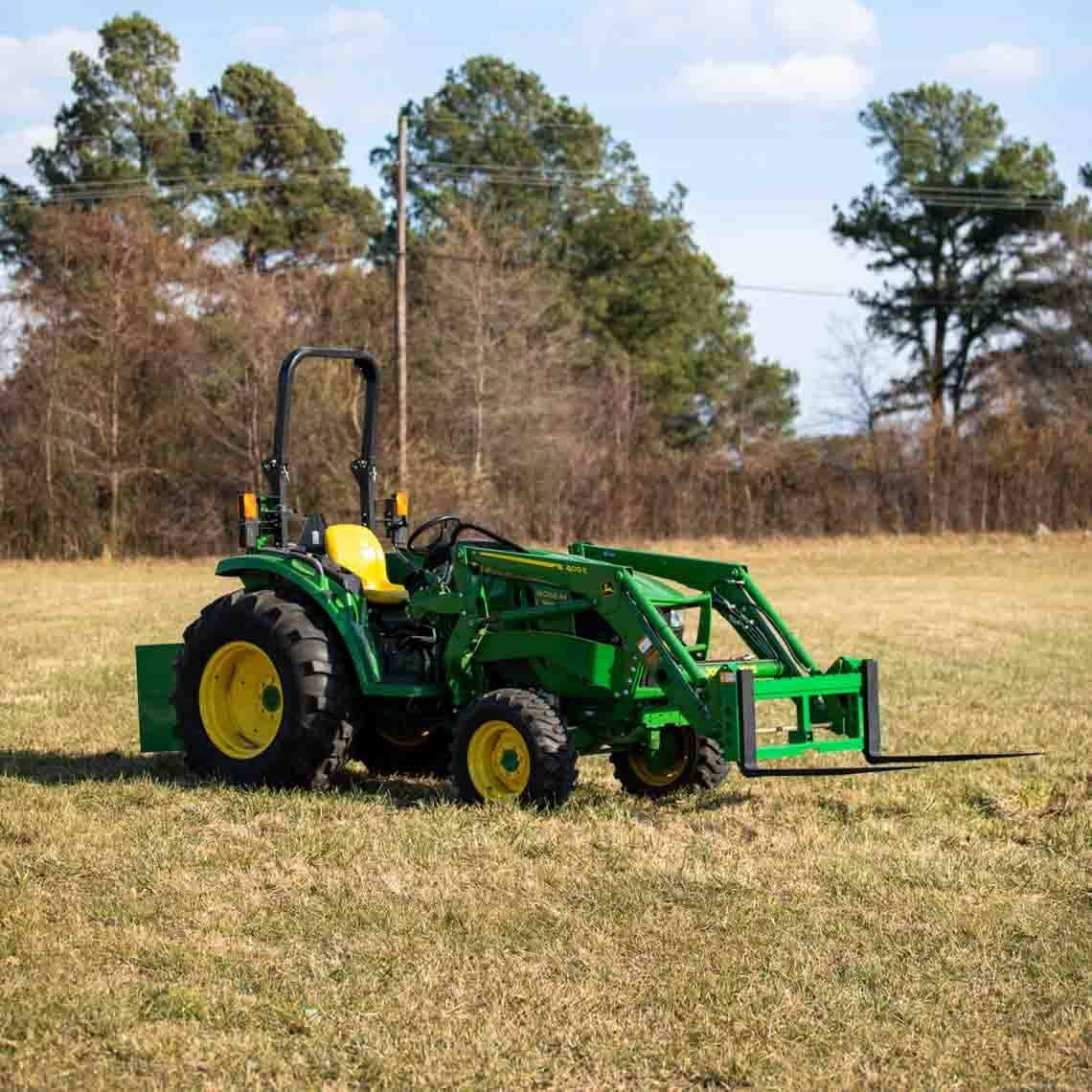 Titan Attachments Pallet Fork Attachment, 48â€ Fork Blades, Rated 3,000 LB, Receiver Hitch, Fits John Deere Loaders