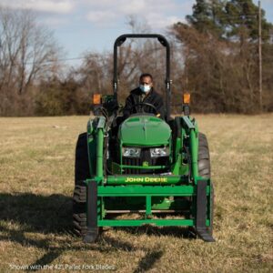 Titan Attachments Pallet Fork Attachment, 48â€ Fork Blades, Rated 3,000 LB, Receiver Hitch, Fits John Deere Loaders