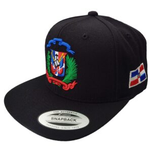 dominican republic embroidered shield and flag snap backcap (black)