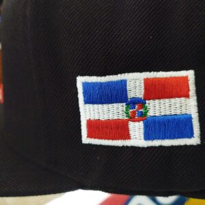 Dominican Republic Embroidered Shield and Flag Snap BackCap (Black)