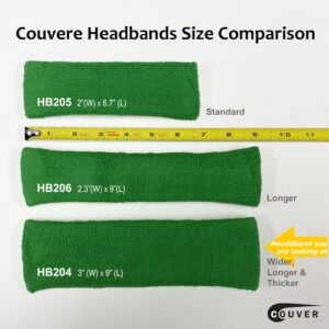 COUVER HB204 Wide, Long & Thick Sports Sweat Headband for Large Head, 1 PC, White