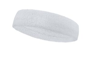 couver hb206 long terry cloth sports head sweatband for large head, 1 pc, white