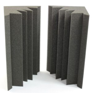 Acoustic Foam Bass Trap Studio Corner Wall 12" X 6" X 6" (4 PACK) Made in USA - Color: Charcoal