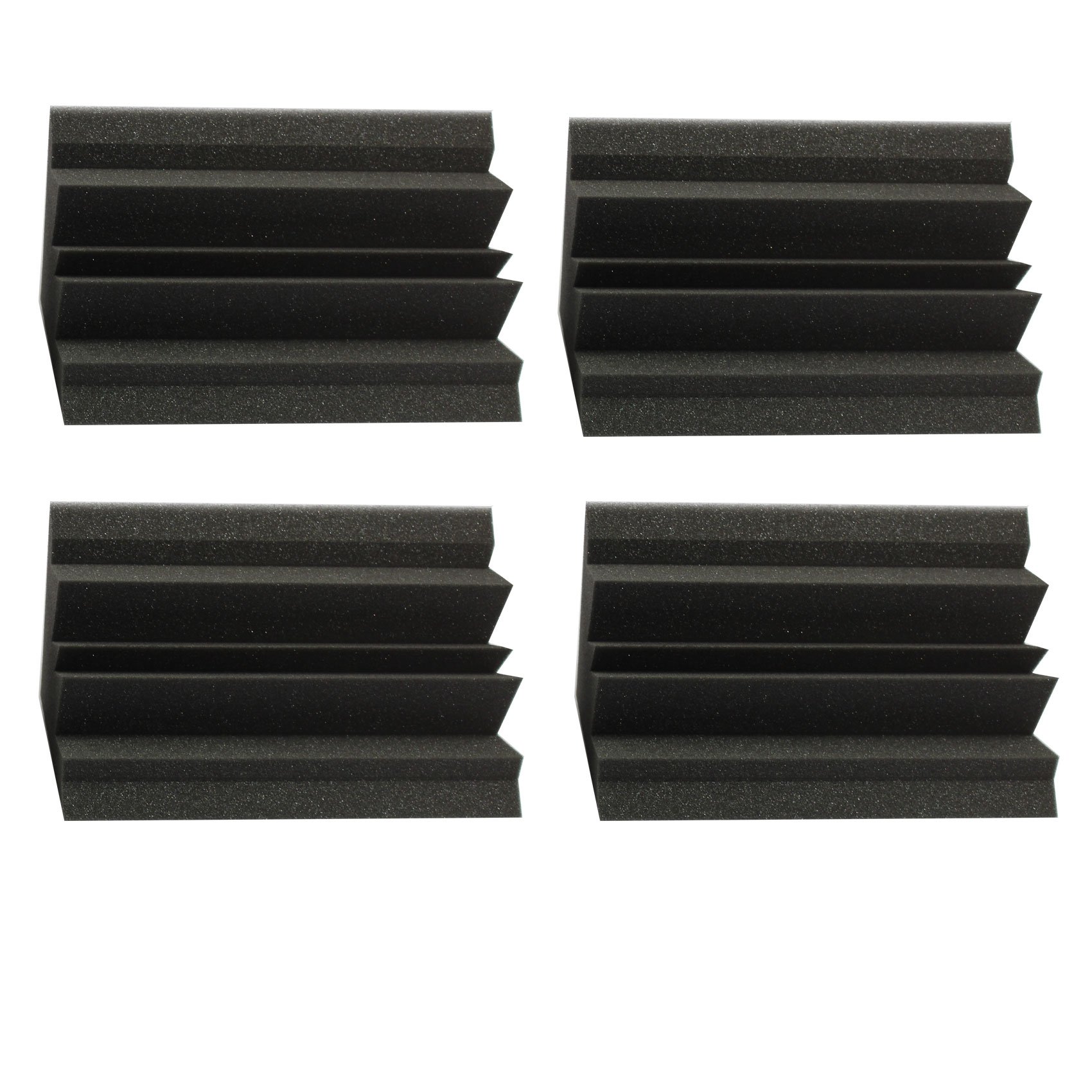 Acoustic Foam Bass Trap Studio Corner Wall 12" X 6" X 6" (4 PACK) Made in USA - Color: Charcoal