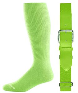 joe's usa baseball socks & belt, youth - neon green