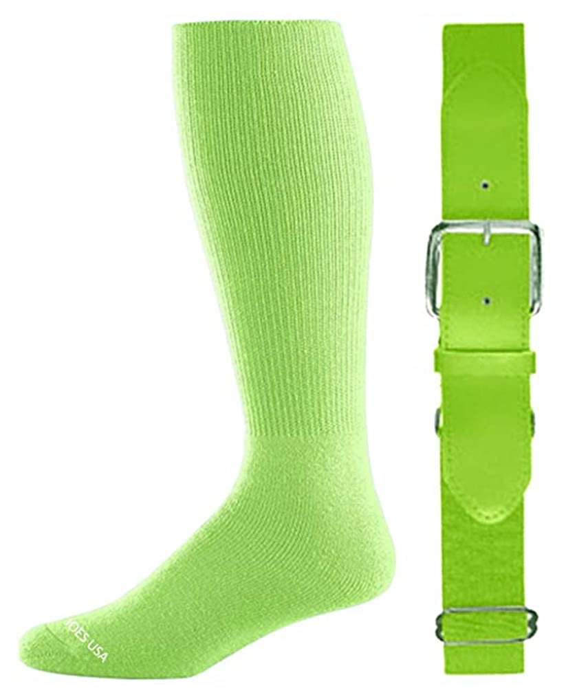 Joe's USA Baseball Socks & Belt, Youth - Neon Green