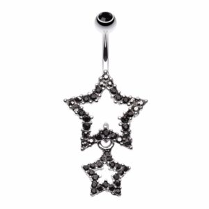 glistening double star wildklass belly button ring