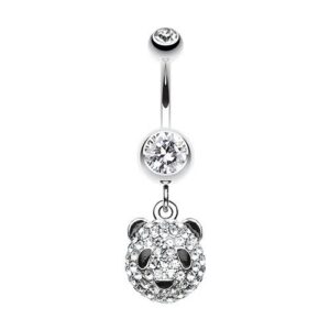 wildklass jewelry precious panda 316l surgical steel belly button ring