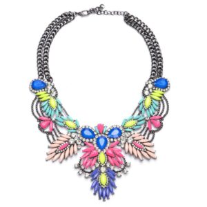 lovage colorful resin bubble bib statement necklace bohemian chunky collar jewelry