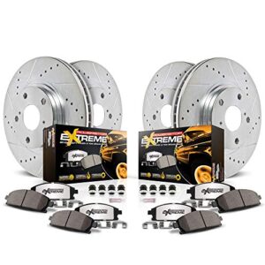 power stop k6560-36 z36 truck & tow front and rear brake kit for escalade silverado 1500 suburban sierra 1500 yukon (6 lug)