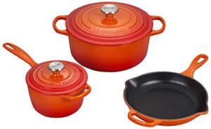 le creuset enameled cast iron signature cookware set, 5 pc. , flame