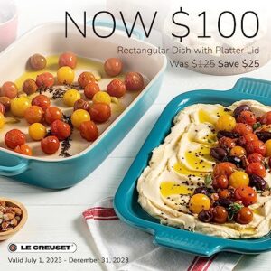 Le Creuset Stoneware Rectangular Dish with Platter Lid, 14 3/4" X 9", Caribbean