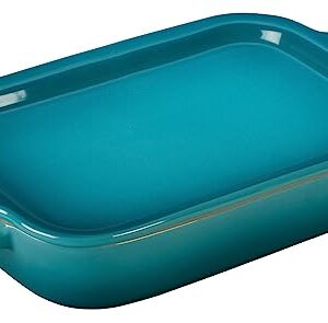 Le Creuset Stoneware Rectangular Dish with Platter Lid, 14 3/4" X 9", Caribbean