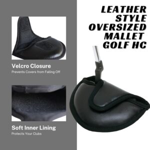 Mallet Golf Putter Headcover Black Oversize Leatherette Head Cover