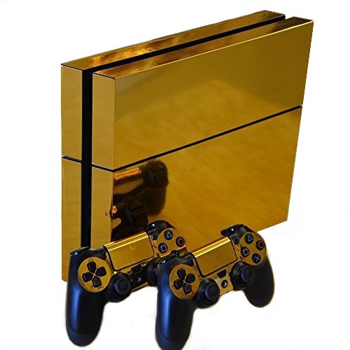 Honbay® Gold Glossy Decal Skin Sticker for Playstation 4 PS4 Console+Controllers