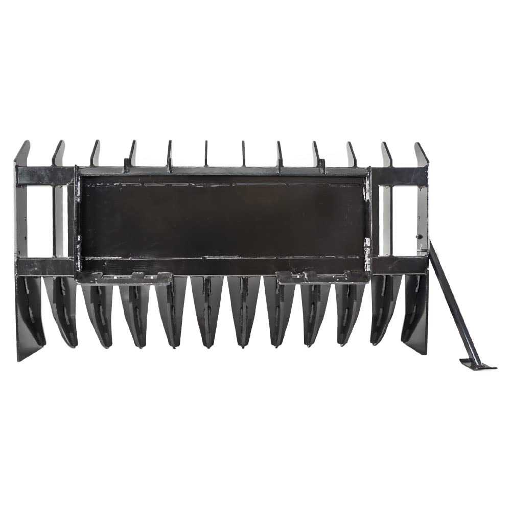 Titan Attachments Skid Steer Root Rake Attachment 66in Wide, Universal Quick Tach Hookup, Root Clearing Brush Rake, Land Clearing Site Prep Implement, Roll Debris, Silage, Brush to Burn Pile