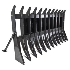 Titan Attachments Skid Steer Root Rake Attachment 66in Wide, Universal Quick Tach Hookup, Root Clearing Brush Rake, Land Clearing Site Prep Implement, Roll Debris, Silage, Brush to Burn Pile