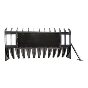 titan attachments skid steer root rake attachment 72in wide, universal quick tach hookup, root clearing brush rake, land clearing site prep implement, roll debris, silage, brush to burn pile